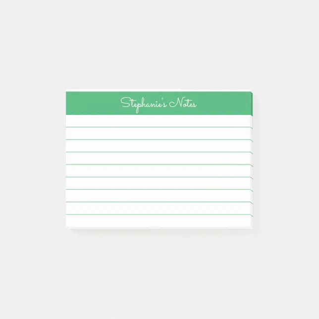 Minimalist Elegant Green Lined Personalized Post-it Notes | Zazzle