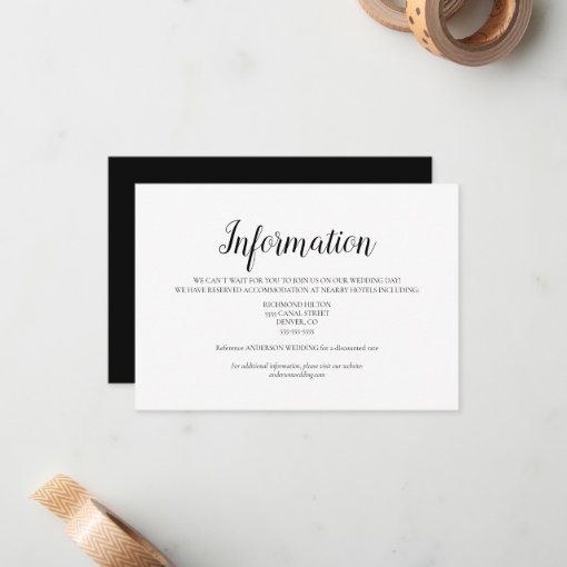 Minimalist Elegant Information Details Card | Zazzle