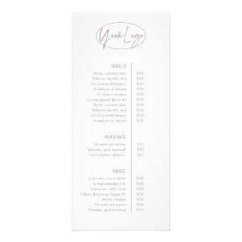 Minimalist Elegant Lavender Fog Modern Price List Rack Card | Zazzle
