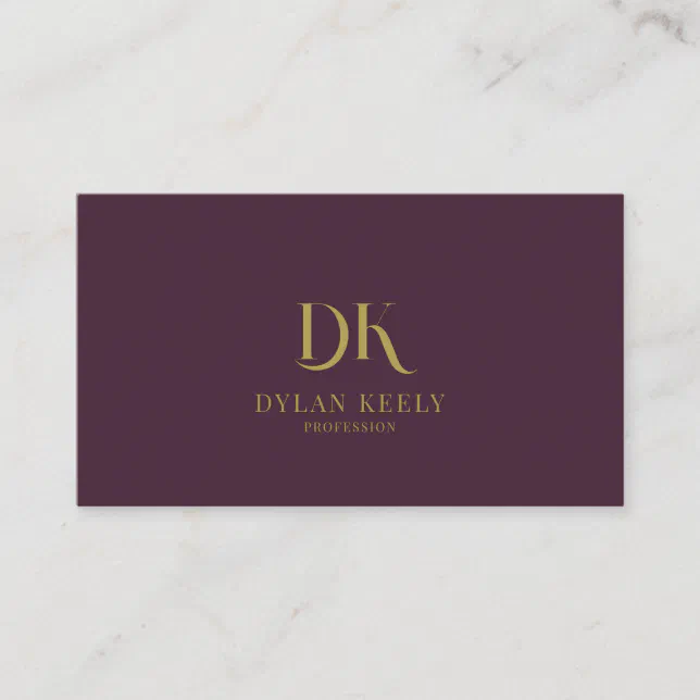 Minimalist Elegant Monogram Dark Maroon Red Gold Business Card | Zazzle