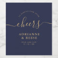 Minimalist Elegant Navy & Gold Wedding Wine Label | Zazzle