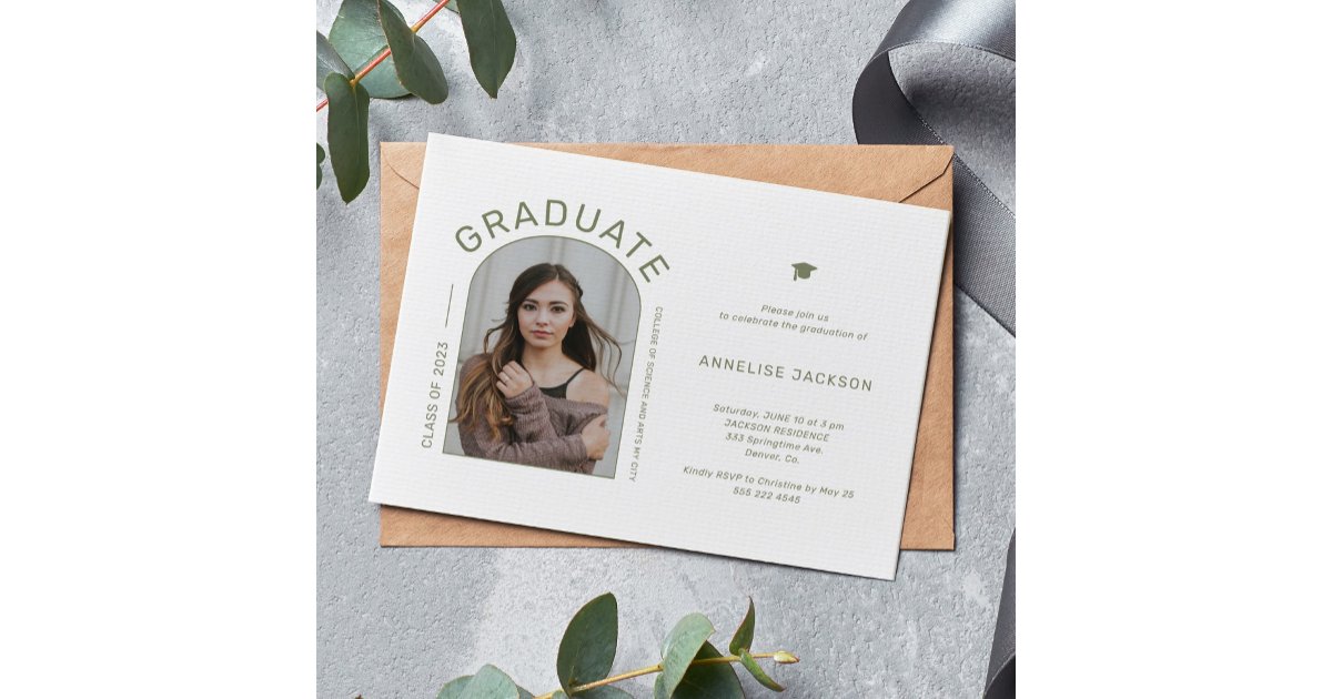 Minimalist elegant photo graduation party invite | Zazzle