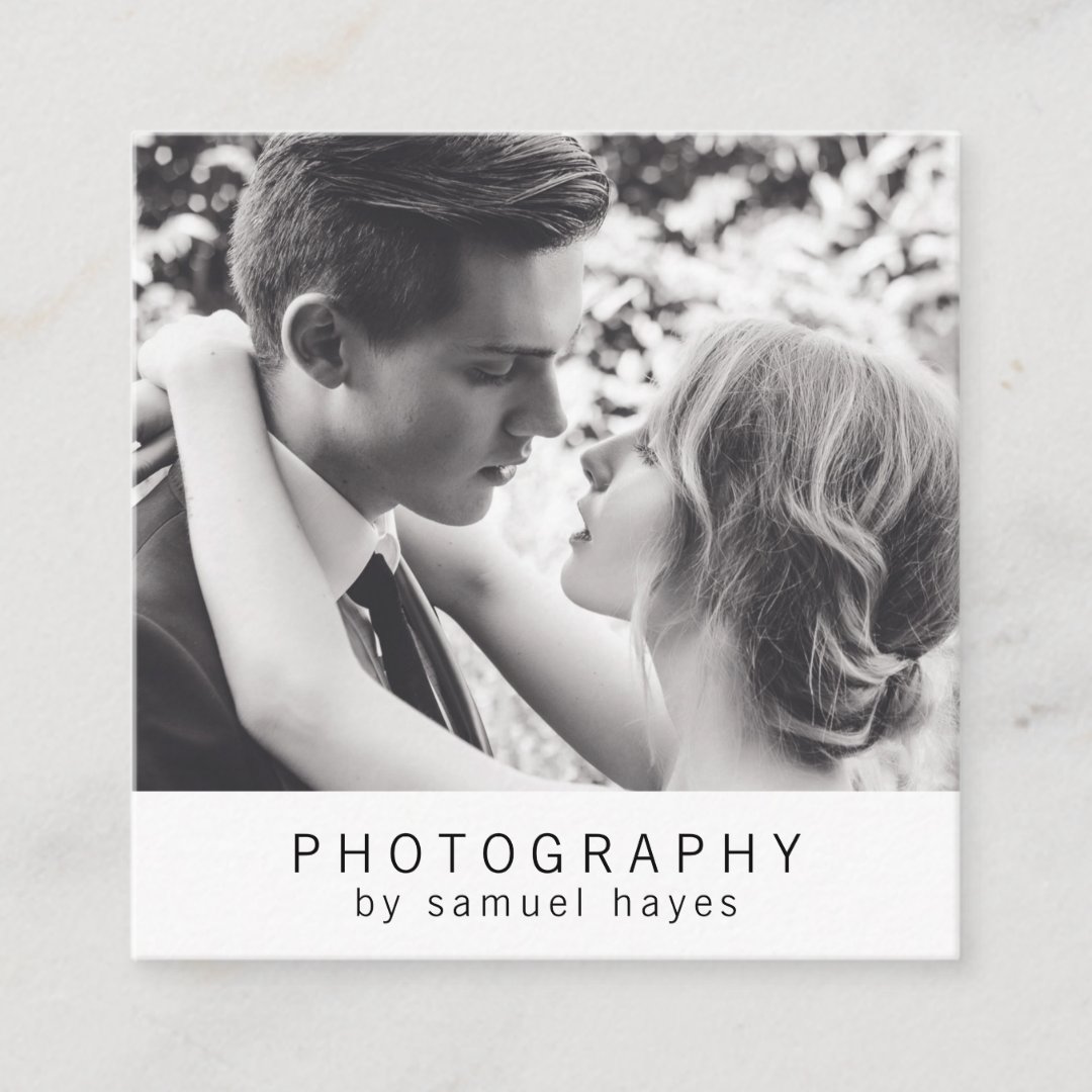 Minimalist Elegant Photographer Photography Square Business Card | Zazzle