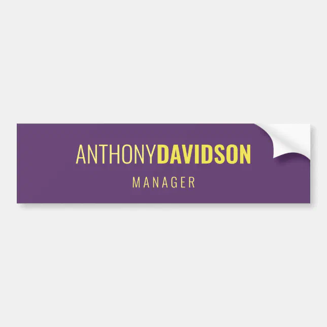 Minimalist Elegant Professional Indigo & Yellow Bumper Sticker | Zazzle