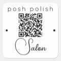 Minimalist Elegant Professional Salon Logo QR Code Square Sticker | Zazzle