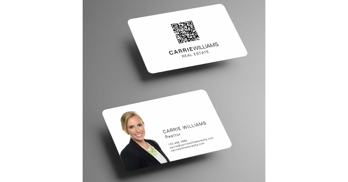 Minimalist Elegant Real Estate Realtor QR Code Business Card | Zazzle