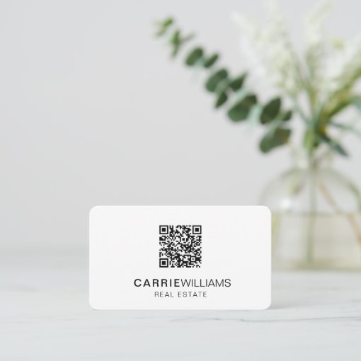 Minimalist Elegant Real Estate Realtor QR Code Business Card | Zazzle