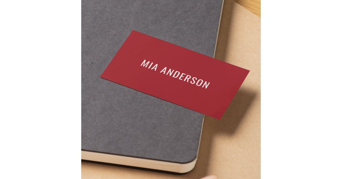 Minimalist Elegant Red Old White Bold Networking Business Card | Zazzle