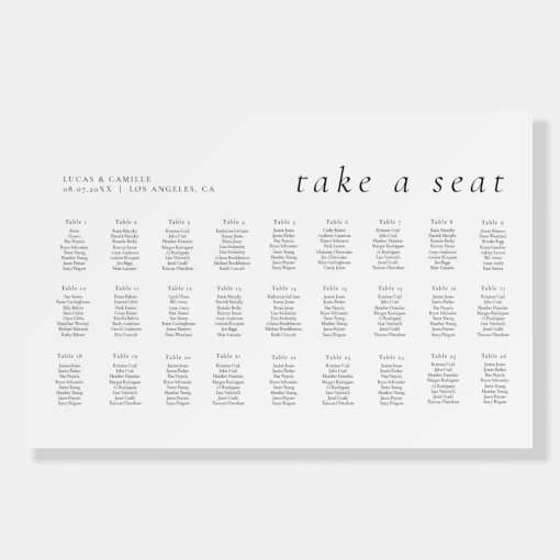 Minimalist Elegant seating charts Foam Board | Zazzle