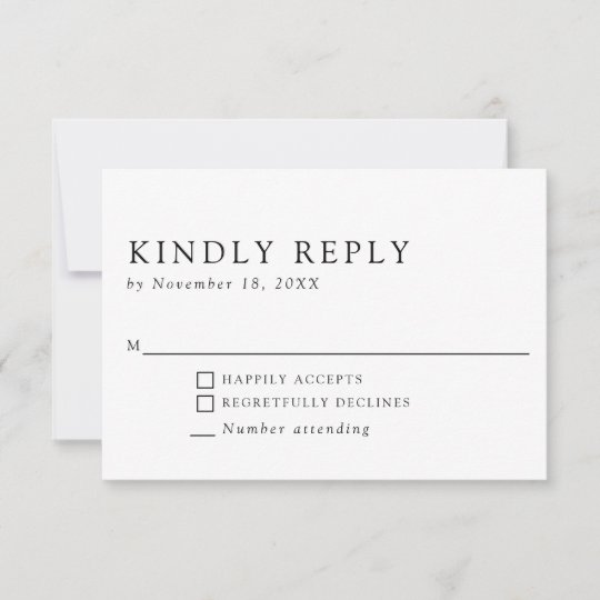 Minimalist Elegant Simple & Clean Kindly Reply RSVP Card | Zazzle.com