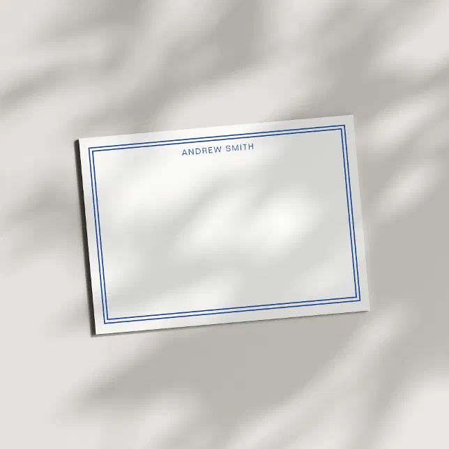 Minimalist Elegant Two Border Navy Blue Note Card | Zazzle