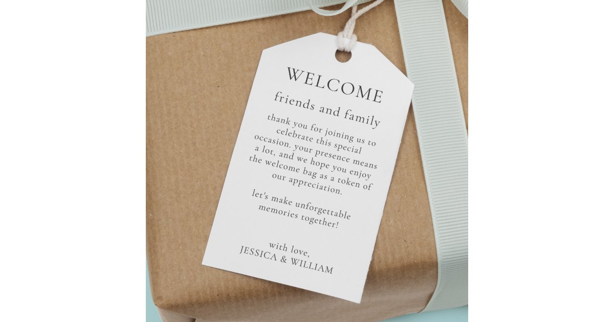Minimalist Elegant Wedding For Guests Welcome Bag Gift Tags | Zazzle