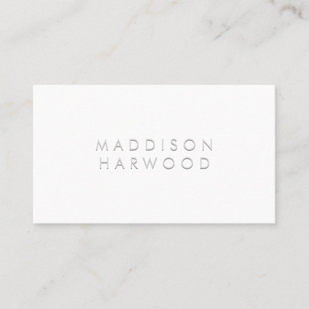 Minimalist Embossed Effect Business Card | Zazzle