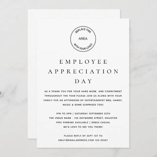 Minimalist Employee Appreciation Day Logo Invitation | Zazzle