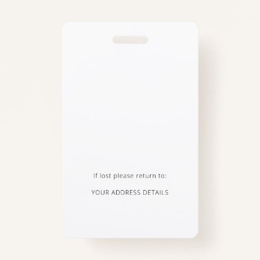 Minimalist Employee Photo ID Name Logo White Badge | Zazzle