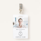 Minimalist Employee Photo ID Name Logo White Badge | Zazzle