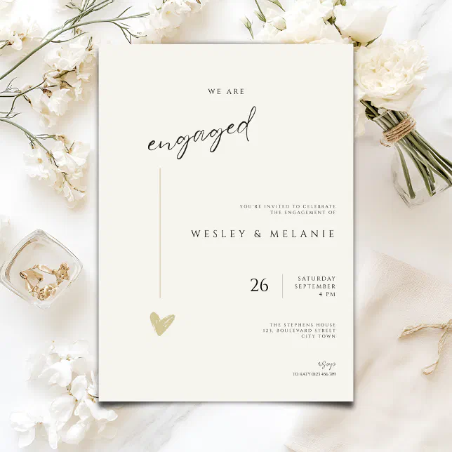 Minimalist Engagement Party Invitation | Zazzle