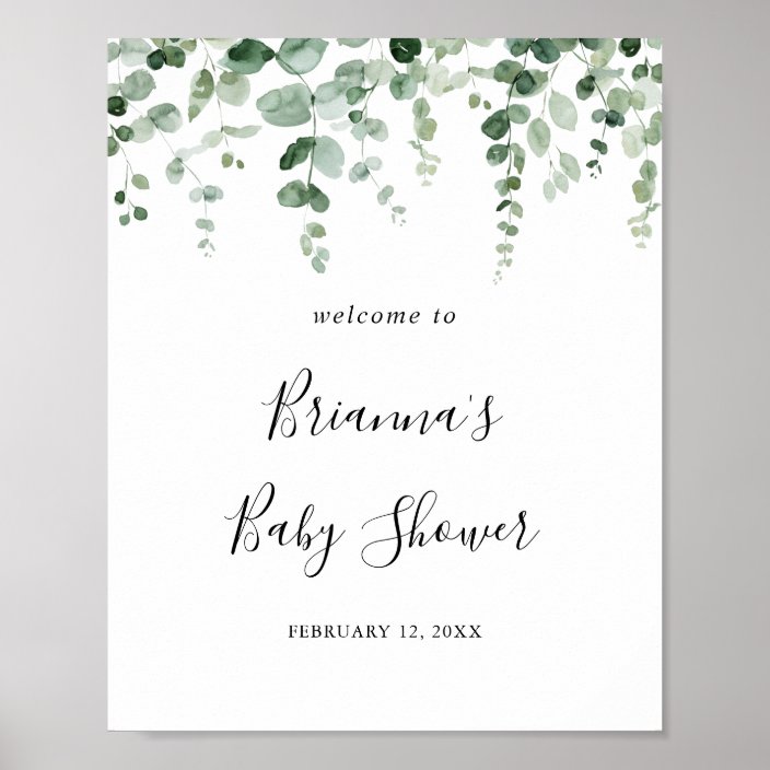 Minimalist Eucalyptus Baby Shower Welcome Poster | Zazzle.com