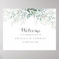 Minimalist Eucalyptus Engagement Party Welcome Poster | Zazzle