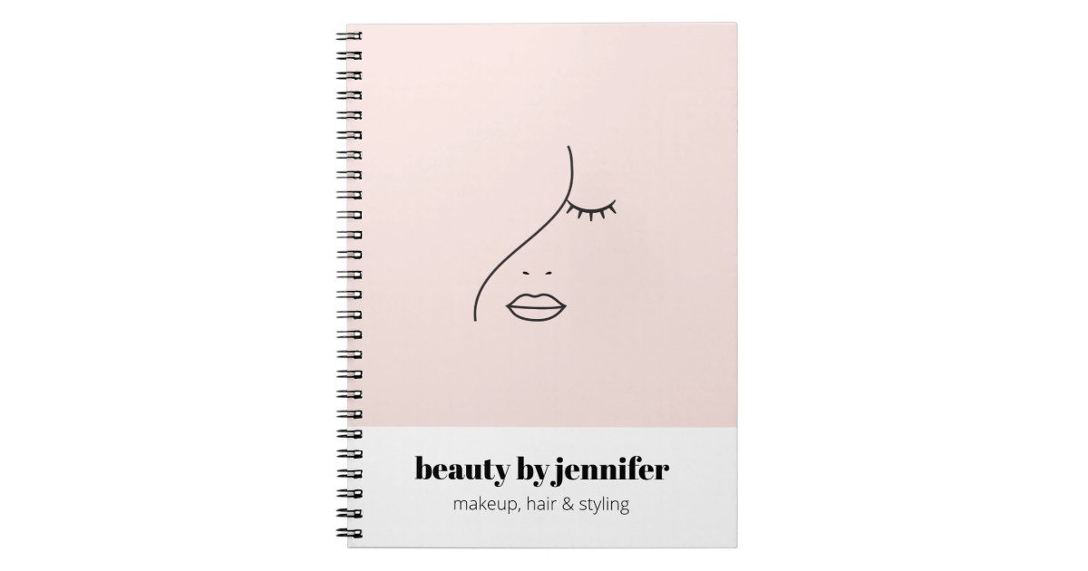 Minimalist Face Beauty Logo Makeup Artist Pink Notebook | Zazzle