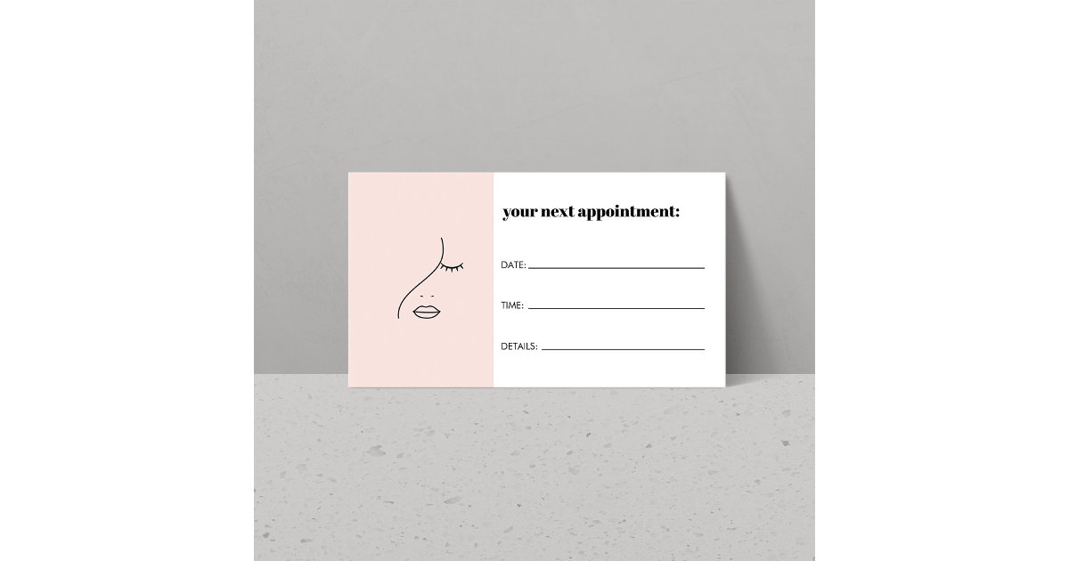Minimalist Face Beauty Logo Pink Appointment Business Card | Zazzle