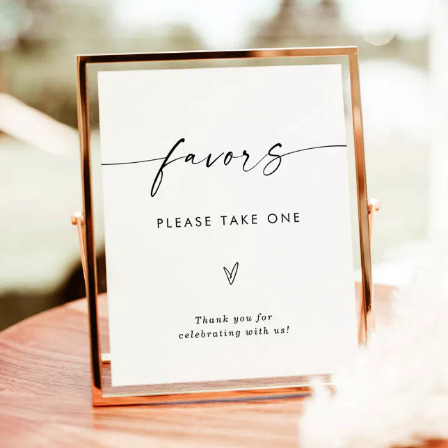 Minimalist Favors Sign, Modern Wedding Favors Sign | Zazzle