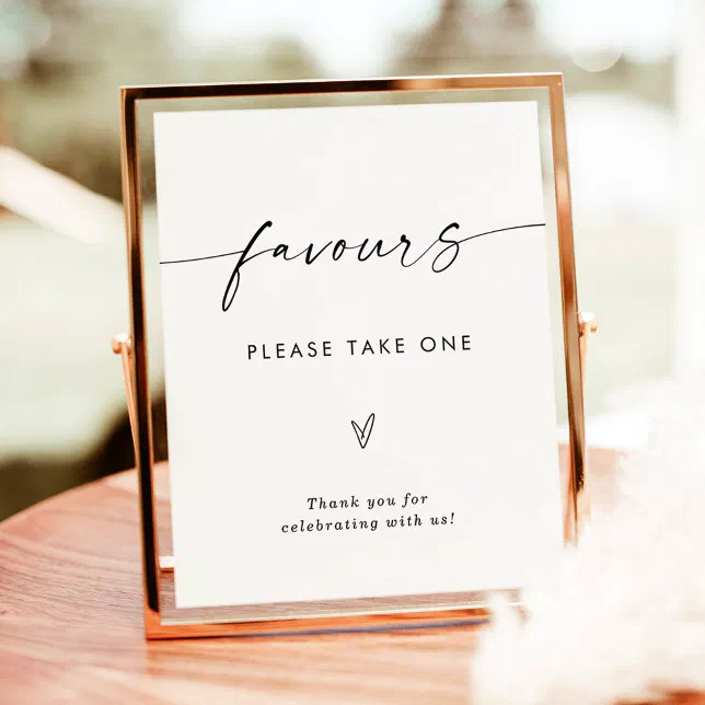 Minimalist Favours Sign | Modern Wedding Favours | Zazzle