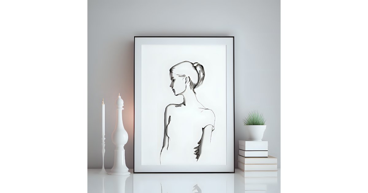 Minimalist Female Figure Drawing Poster | Zazzle
