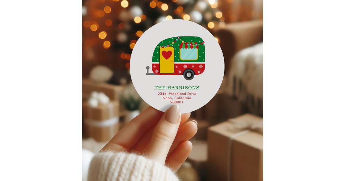 Minimalist Festive Caravan Return Address Label | Zazzle