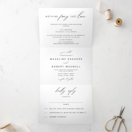Minimalist Finally Getting Married Wedding Tri-Fold Invitation | Zazzle