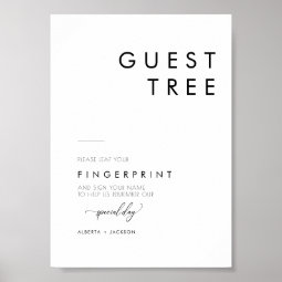 Minimalist Fingerprint Wedding Guest Tree Sign | Zazzle