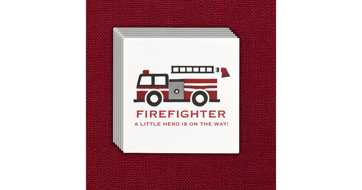 Minimalist Firefighter "Little Hero" Baby Shower Napkins | Zazzle