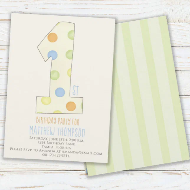 Minimalist First Birthday Gender Neutral Cute Invitation | Zazzle