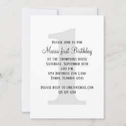 Minimalist First Birthday Gender Neutral Invitation | Zazzle