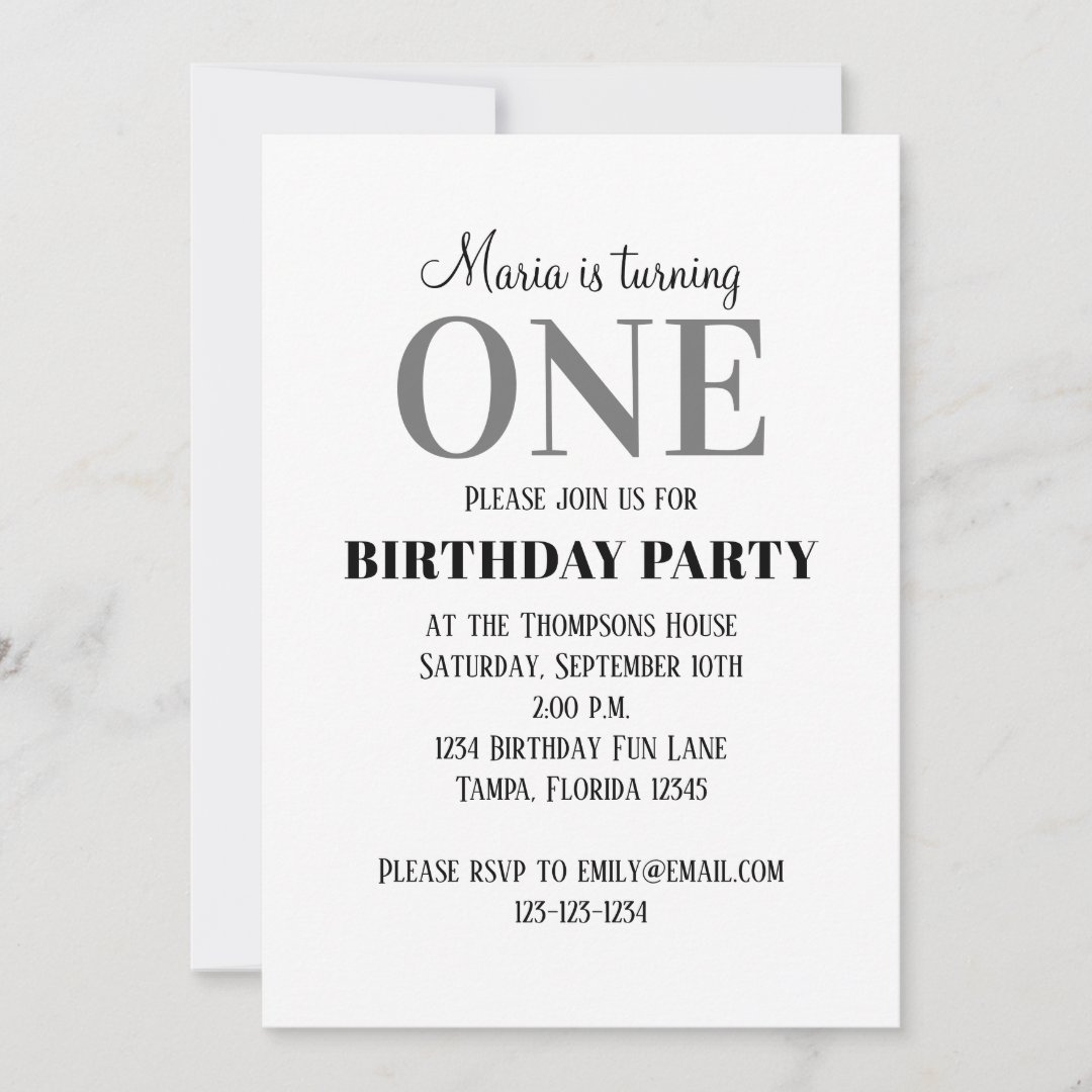 Minimalist First Birthday Gender Neutral Template | Zazzle