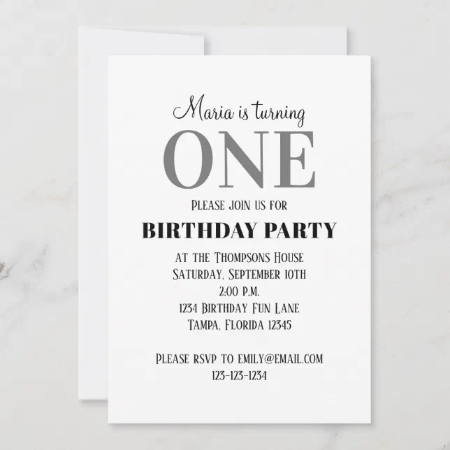 Minimalist First Birthday Gender Neutral Template | Zazzle