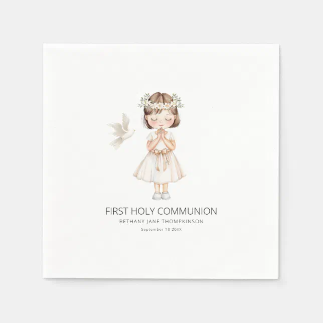 Minimalist First Holy Communion for Girl Napkins | Zazzle