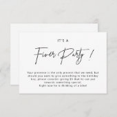 Minimalist Fiver Party Invitation Enclosure Card | Zazzle