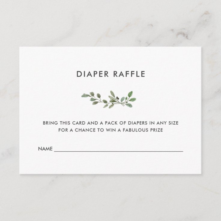 Minimalist Foliage | Baby Shower Diaper Raffle Enclosure Card | Zazzle