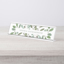 Minimalist Foliage Desk Name Plate | Zazzle