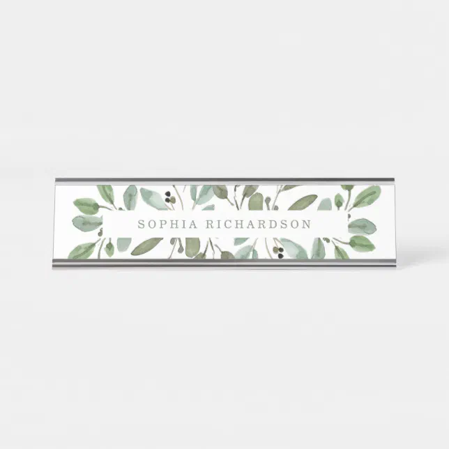 Minimalist Foliage Desk Name Plate | Zazzle