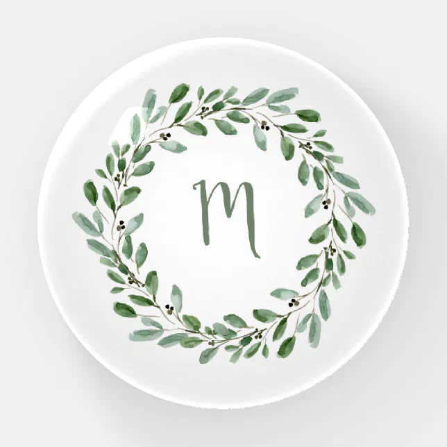Minimalist Foliage | Monogram Paperweight | Zazzle
