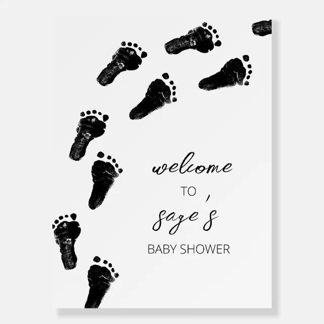 Minimalist Footprints Baby Shower Welcome Sign | Zazzle