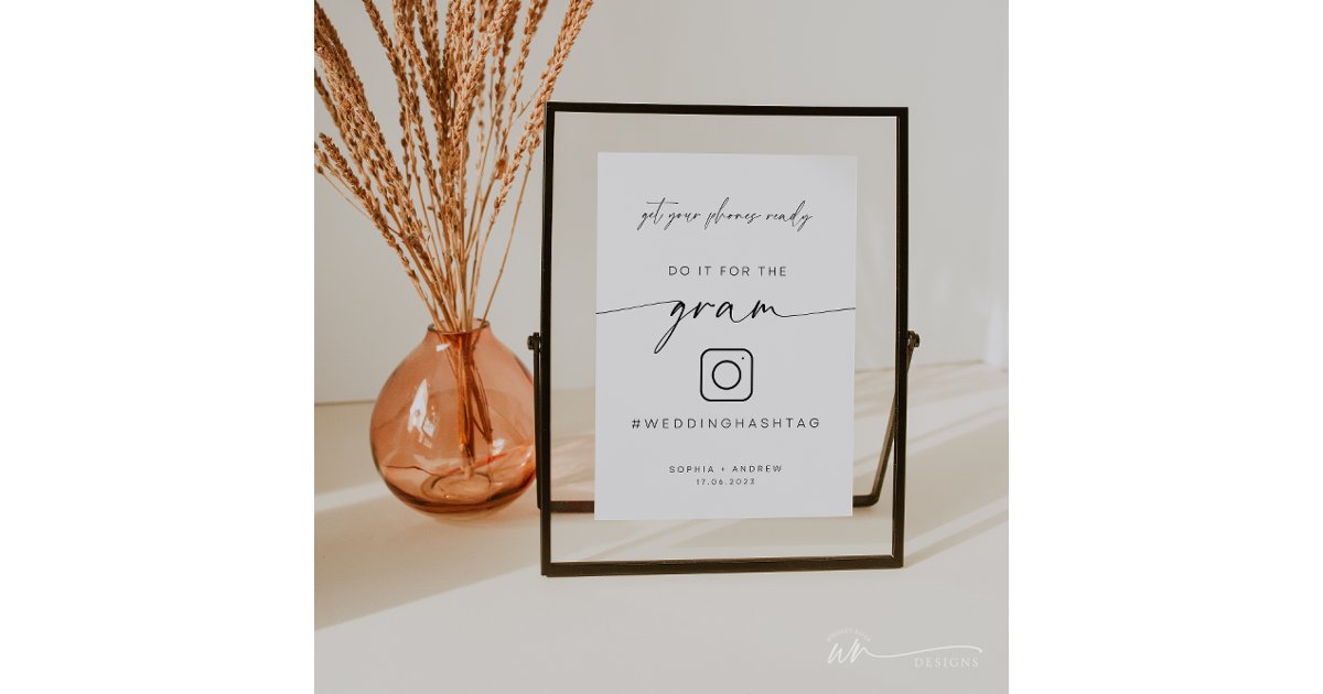 Minimalist For The Gram Sign | Wedding Hashtag | Zazzle