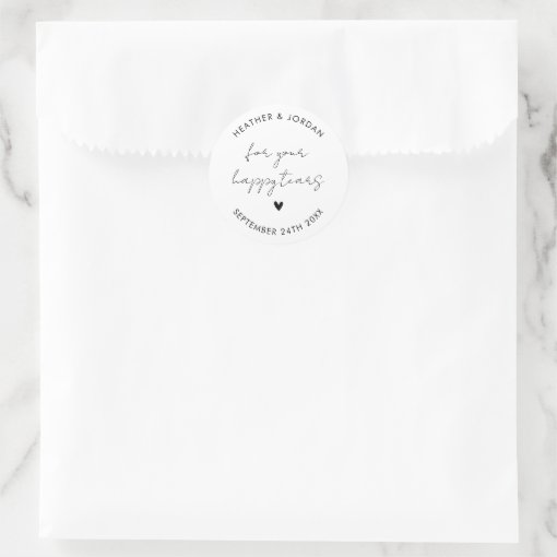 Minimalist For Your Happy Tears Wedding Tissues Classic Round Sticker ...