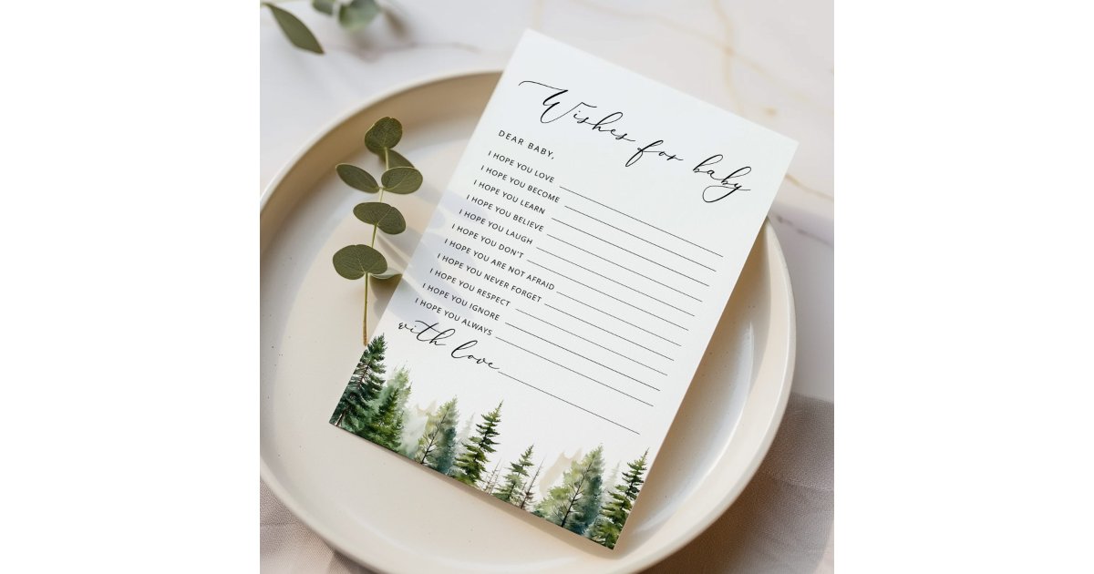 Minimalist forest Wishes for baby card | Zazzle
