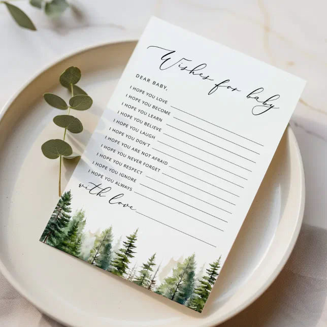 Minimalist forest Wishes for baby card | Zazzle