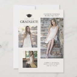 Minimalist Formal GRADUATE Grad Photo Graduation Announcement | Zazzle
