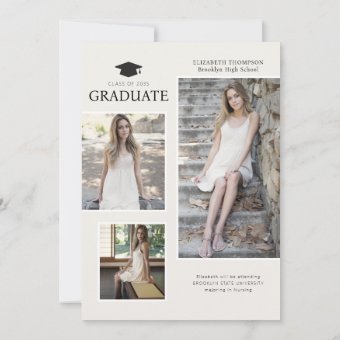 Minimalist Formal GRADUATE Grad Photo Graduation Announcement | Zazzle