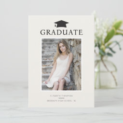Minimalist Formal GRADUATE Grad Photo Graduation Announcement | Zazzle